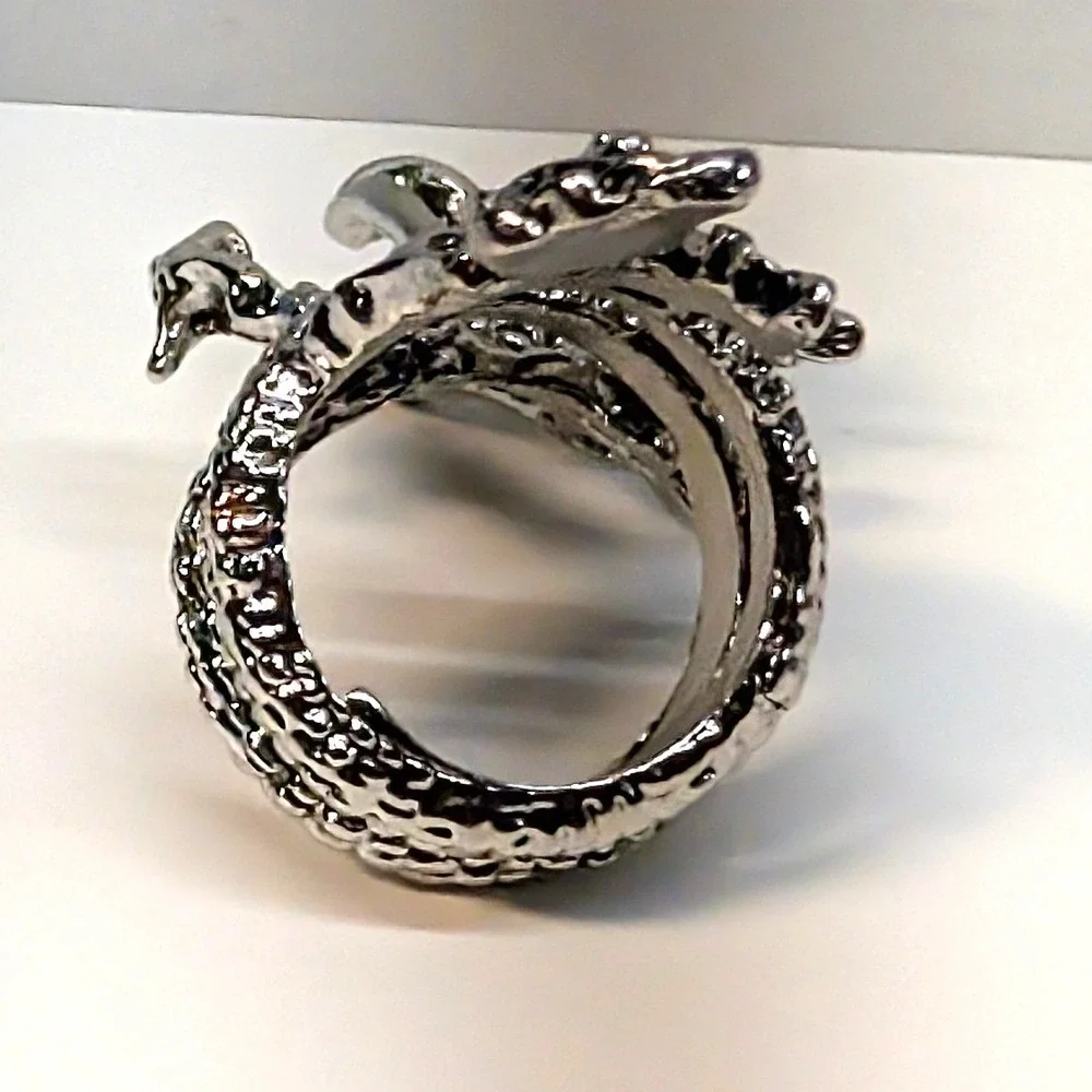 Jewelry | New Dragon Wrap Ring Unisex Size 5 Silver Tone Mythical ...